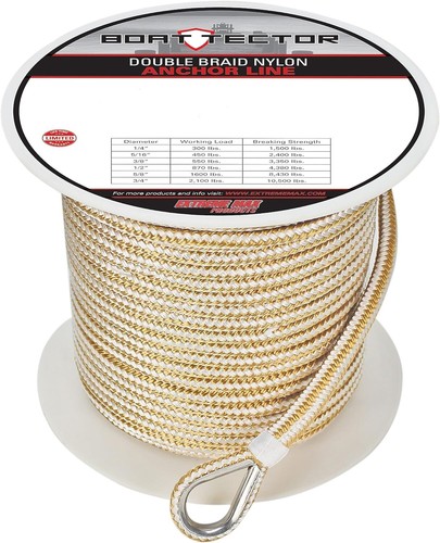 150 Ft 1/2 Inch Marine Rope Extreme Max BoatTector Premium Double ...