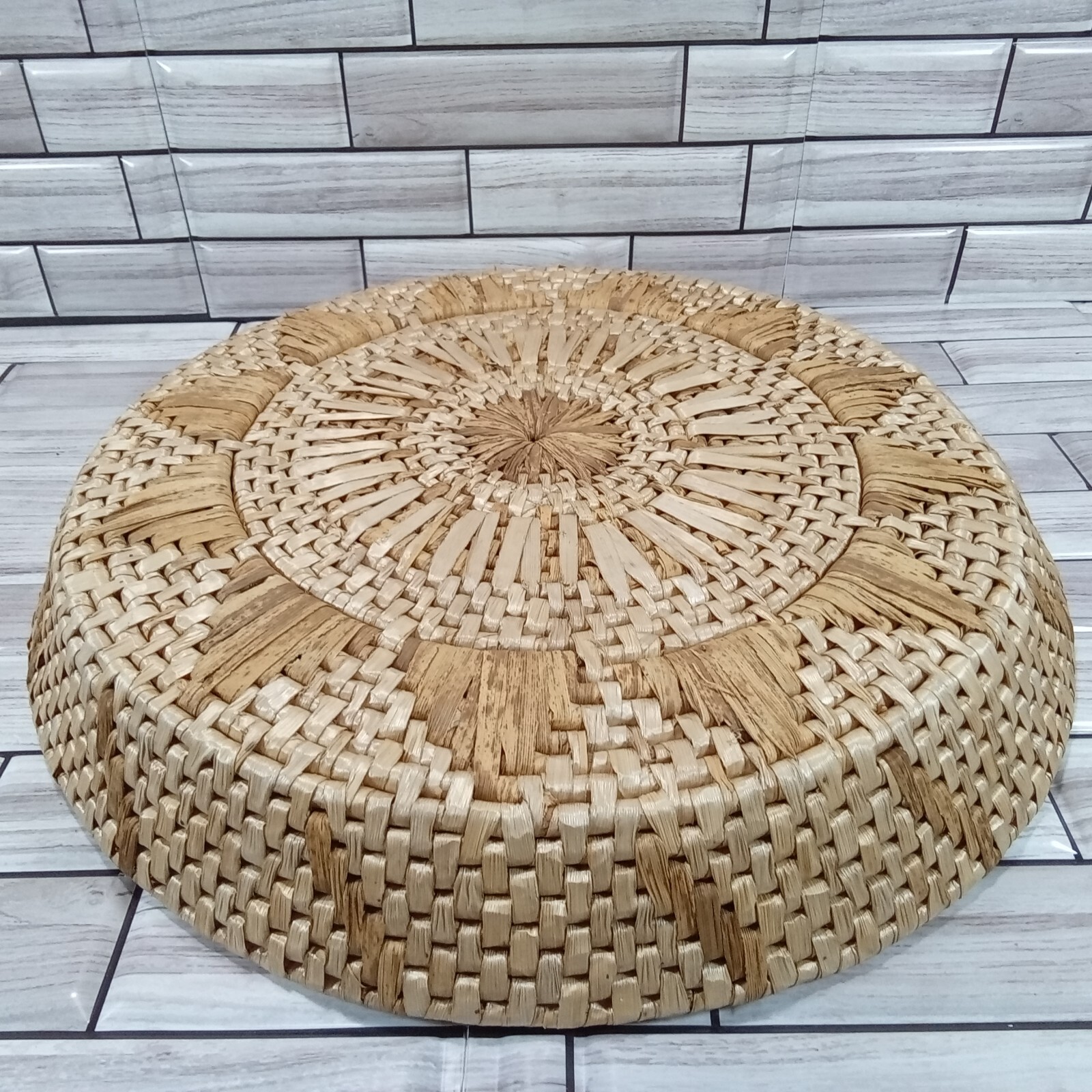 Woven Grass Southwest Style Low Basket Boho Starburst pattern Soft Bowl ...