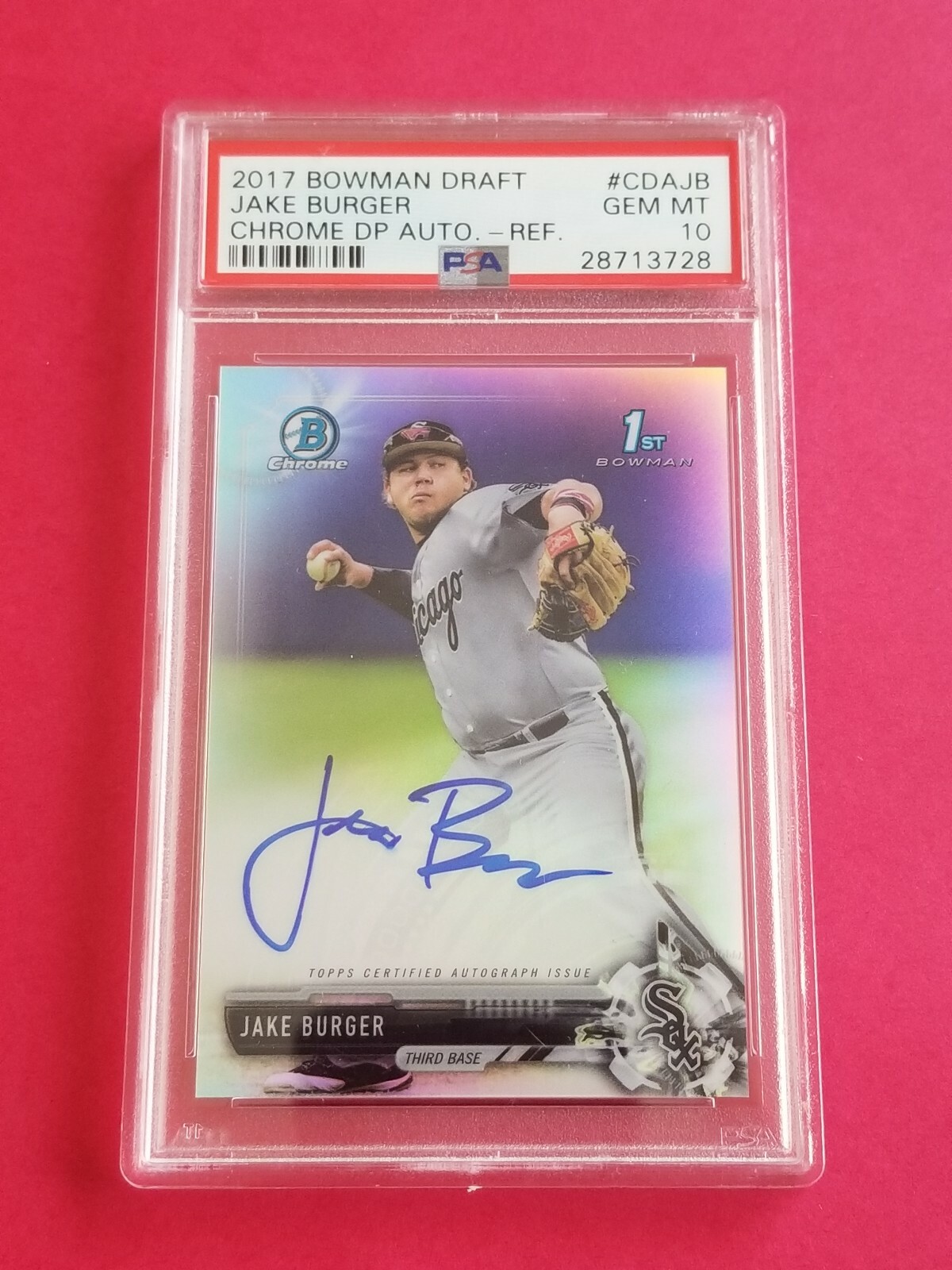 2017 Bowman Chrome Refractor Autographed Jake Burger #/499 PSA 10 Gem ...