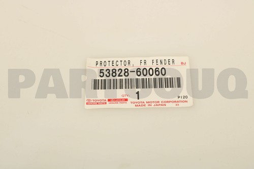 5382860060 Genuine Toyota PROTECTOR, FRONT FENDER SIDE PANEL, LH 53828 ...