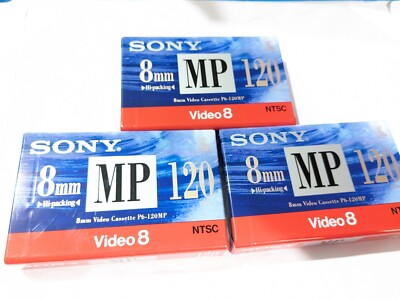 3 NEW SEALED SONY VIDEO 8 MP 120 min 8mm STANDARD GRADE P6-120MP TAPES ...