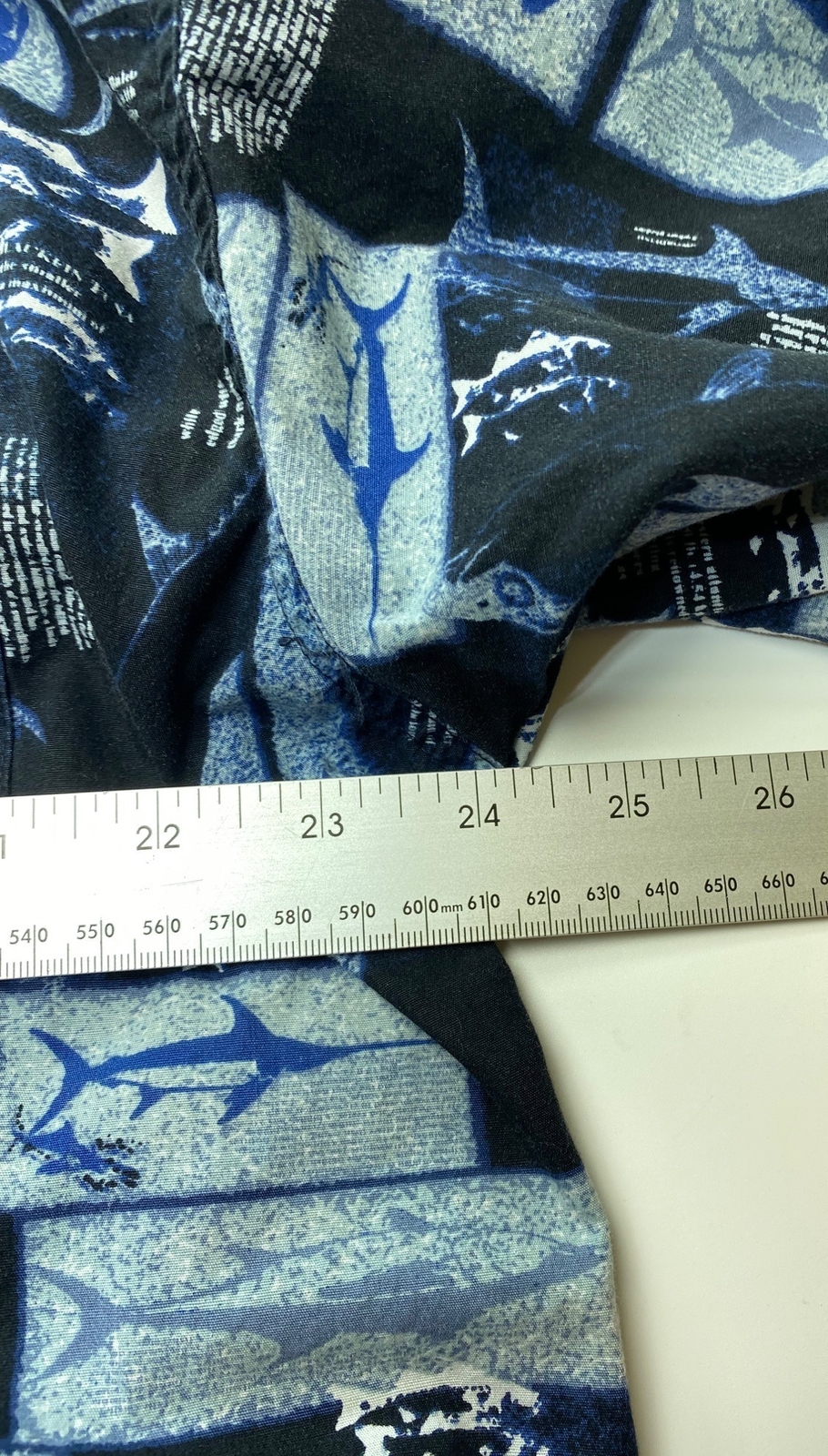 VTG Columbia Blue Deep Sea Fishing Pattern Cotton Sho… - Gem