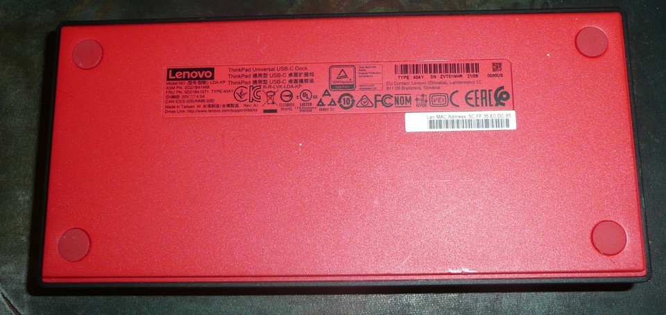 Lenovo ThinkPad 40AY Universal USB-C Dock Docking Station SD21B41471 ...