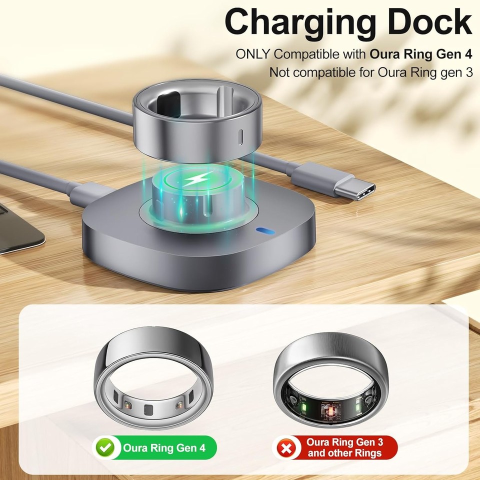 Compatible with Oura Ring Gen 4/4 Ceramic Charger - Size 10 - Charging ...