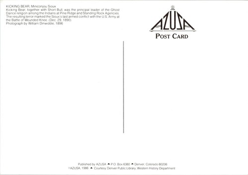 Dr Jim Stamps Continental Postcard Kicking Bear Miniconjou Sioux | eBay