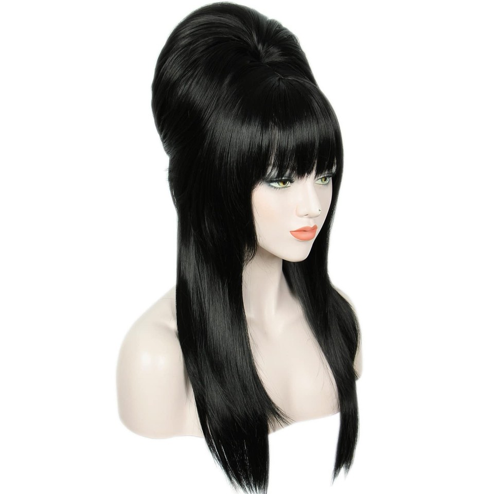 Long Straight Black Wig Big Bouffant Beehive Wigs for Women fits 50s ...