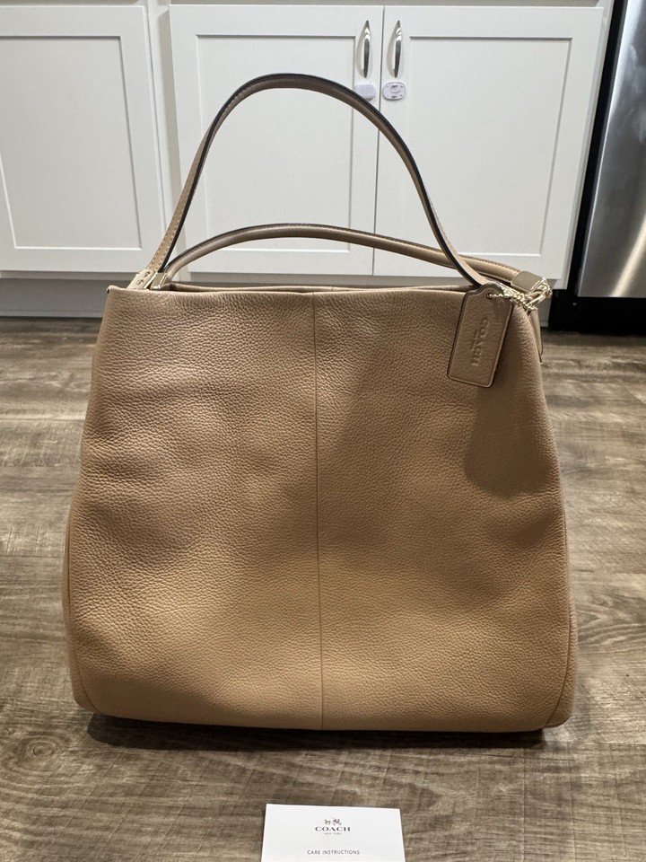 BRAND NEW WITHOUT TAGS COACH tote bag leather BEG plain 35723 | eBay