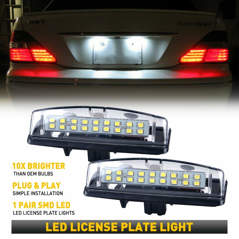 2X LED License Plate Light Canbus For Toyota Camry Sienna Prius Echo ...
