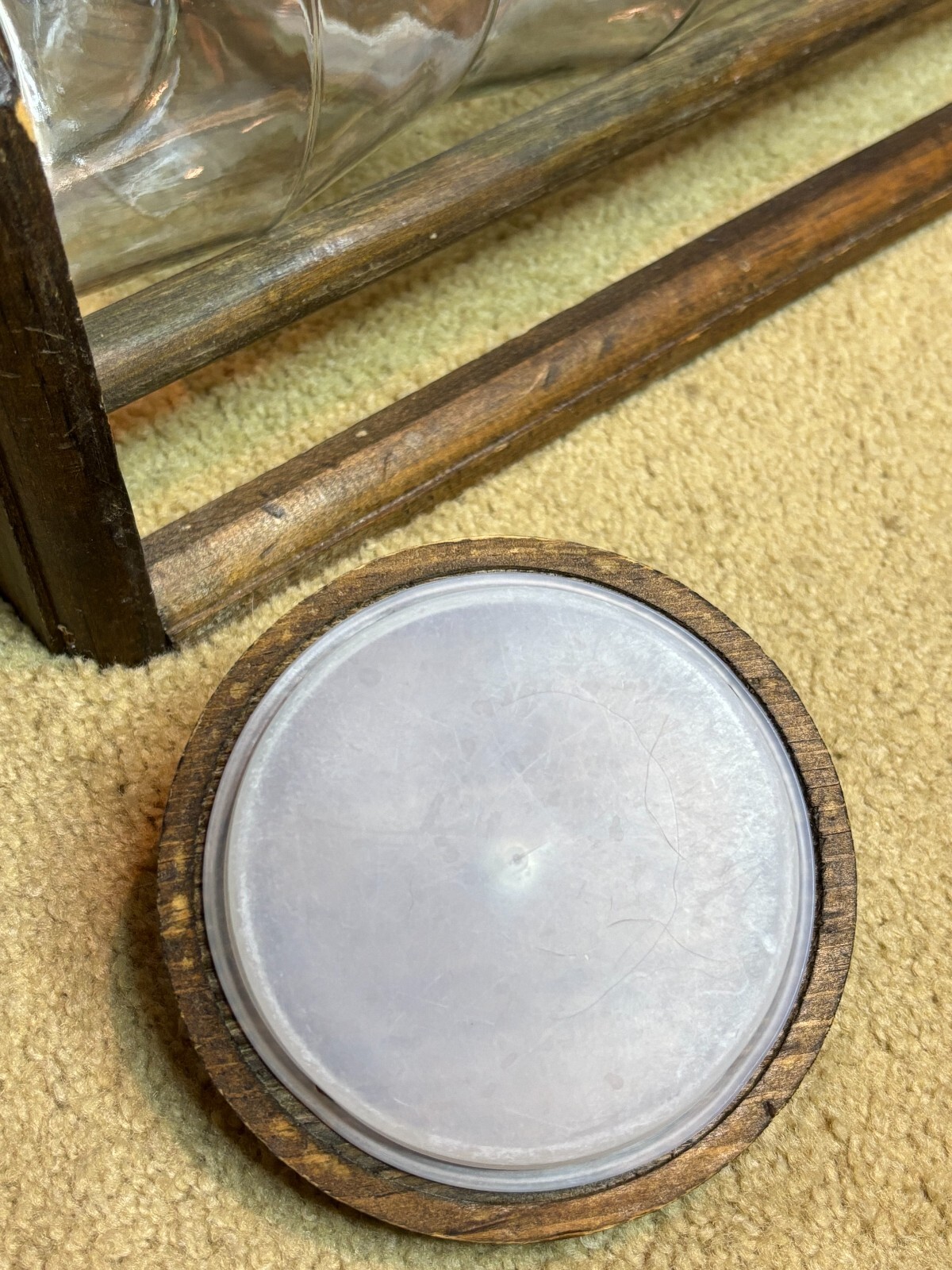 Vintage 70s 80s MCM USA Made Knock on Wood Glass Candy Jar Bar Canister ...