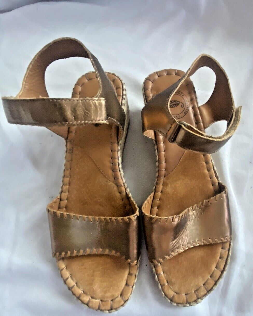 Nurture Gold Ankle Strap Wedge Slingback Platform Sandals Women's Size ...