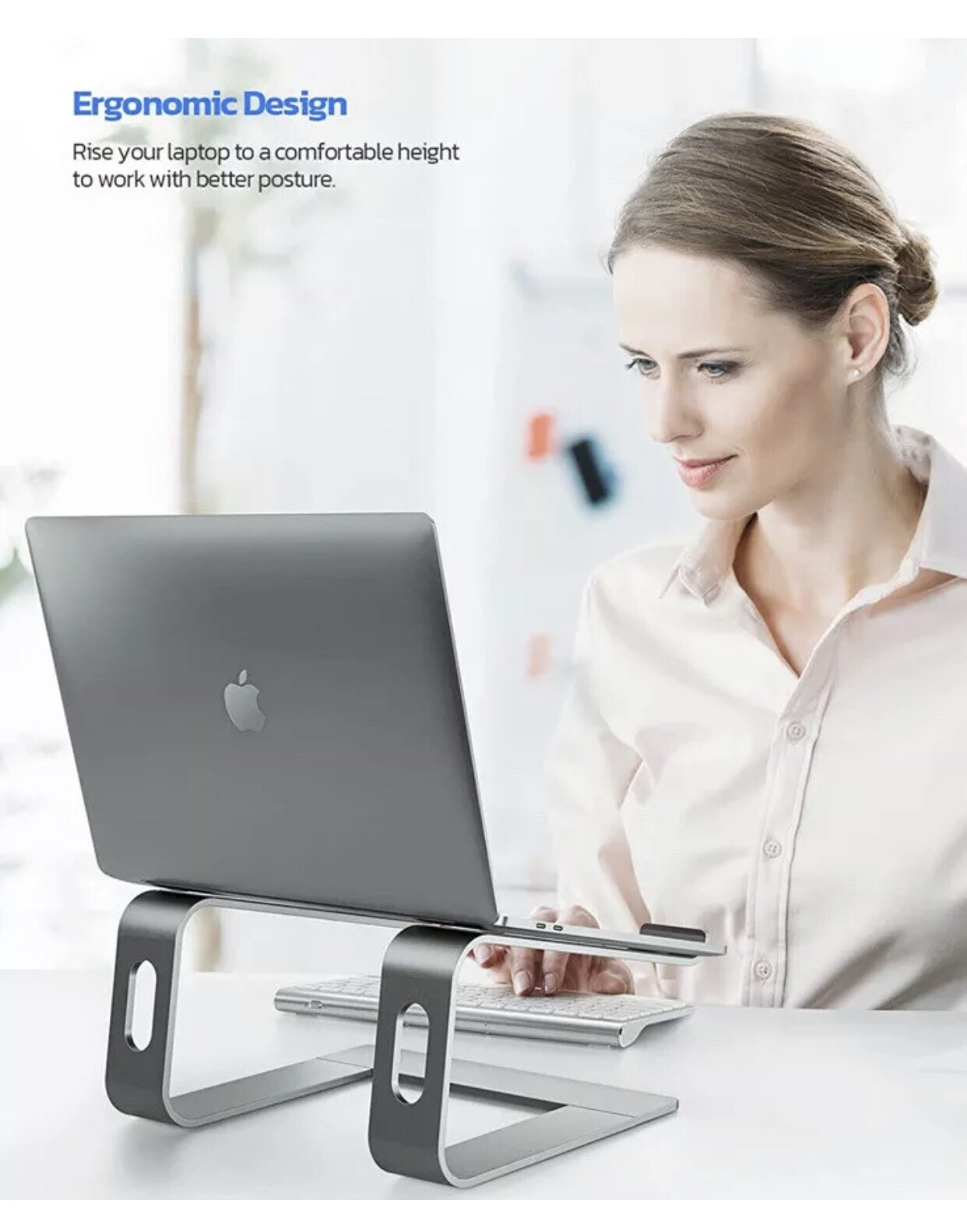 Nulaxy Gray Aluminum Desktop Laptop Stand Model C3 notebook riser up to ...