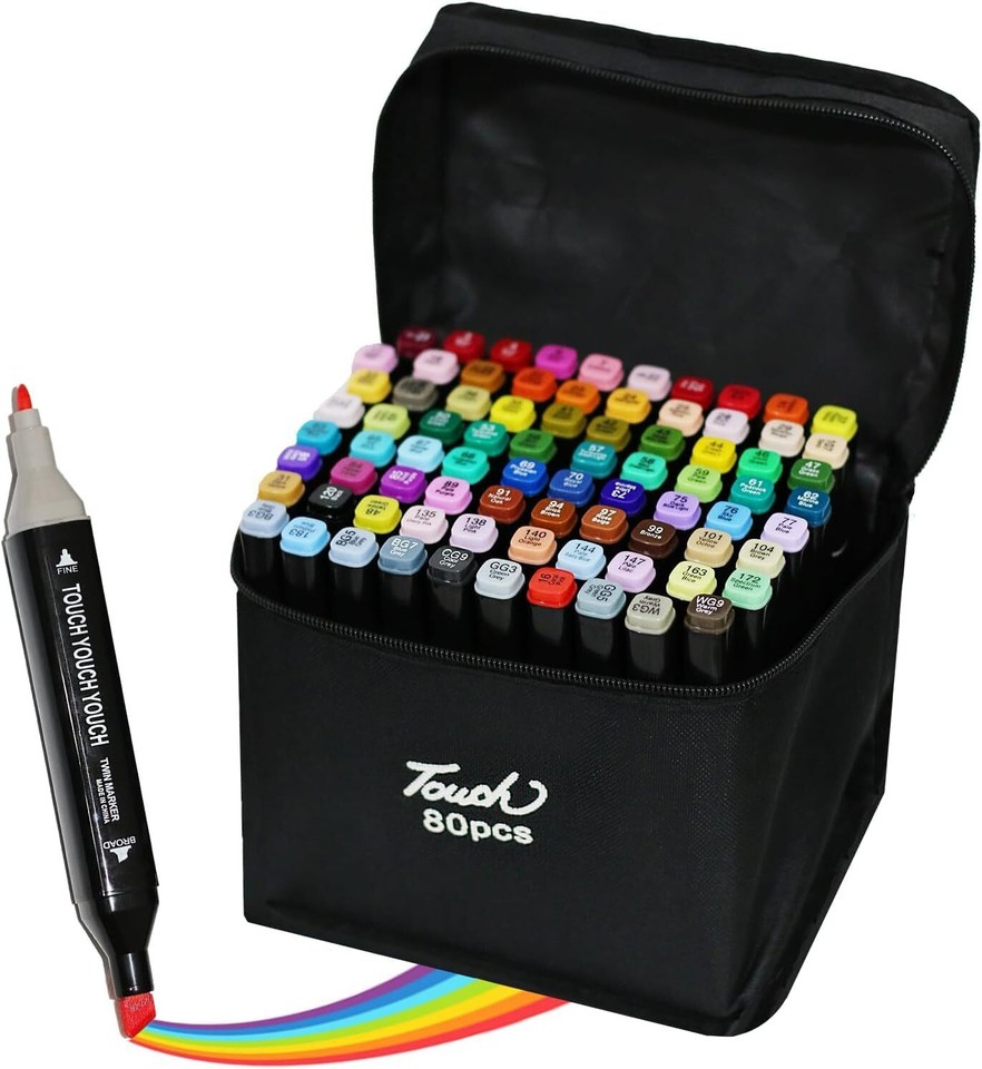 24-262 Color Dual Tip Art Marker Pen Soft Fine Drawing Watercolour Gift ...