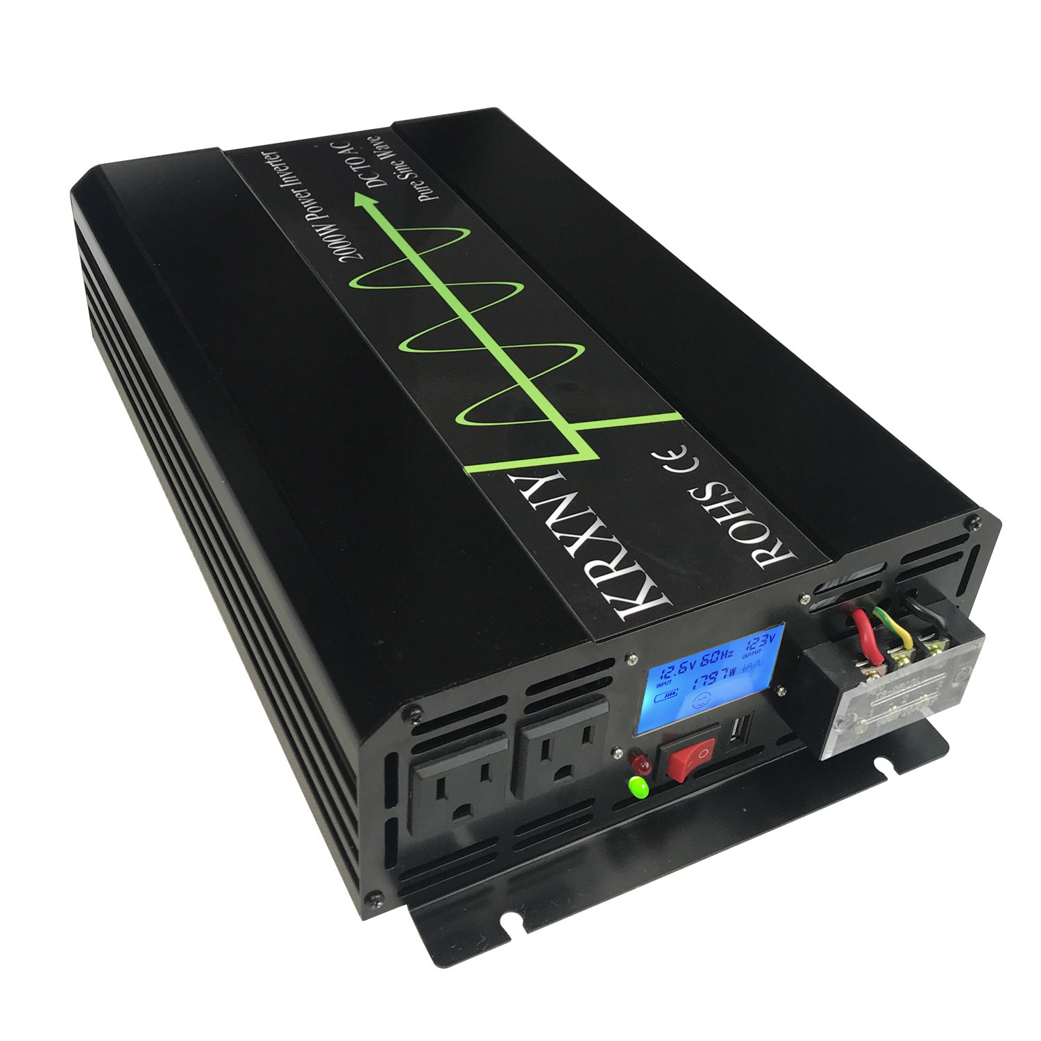 2000W Off Grid Pure Sine Wave Power Inverter 12V/24V DC to 110V 120V AC ...