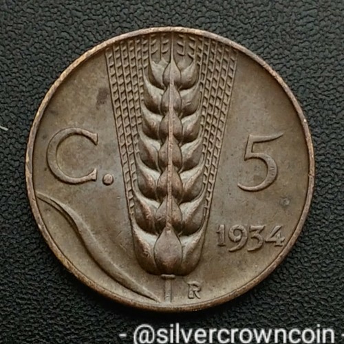 Italy 5 Centesimi 1934 R. KM#59. Five Cents coin. Vittorio Emanuele lll ...