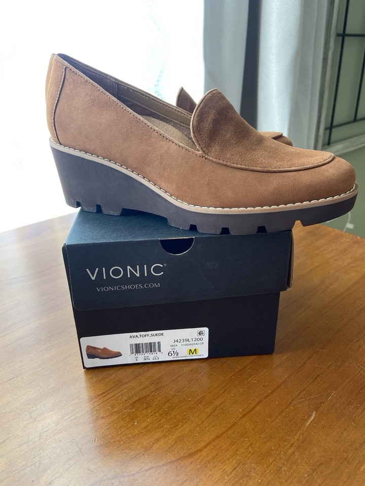 Vionic Ava Brown Suede Loafer Wedge Comfort Shoes Women's Size 6.5 M | eBay