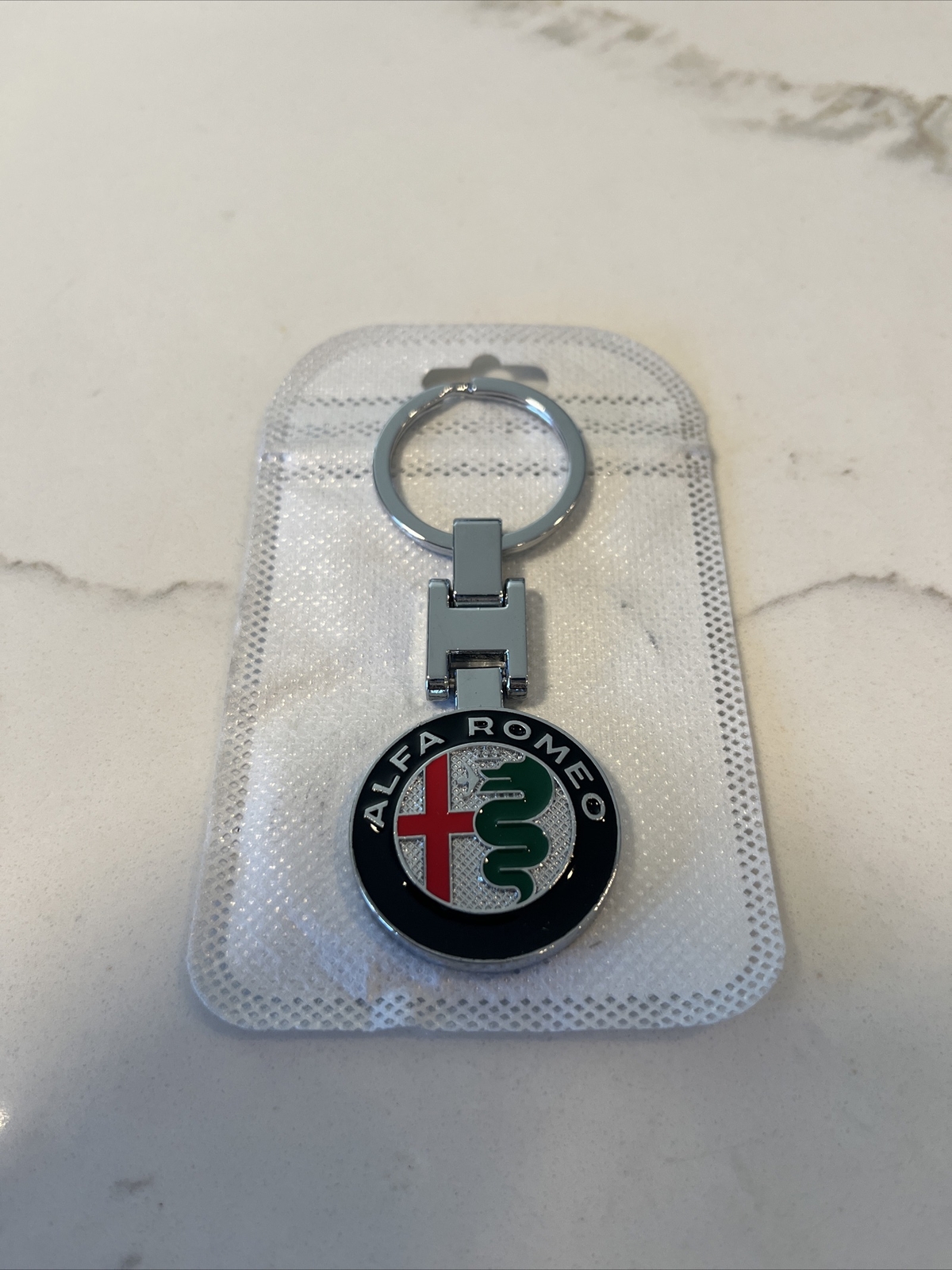 Alfa Romeo Silver Keychain Metal Keyring Logo Design on Both Sides ...