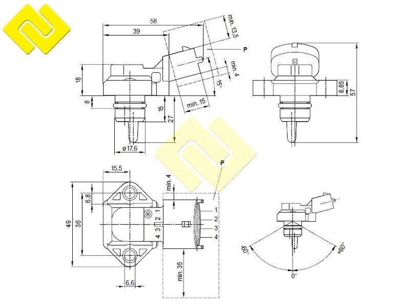 BOSCH 0281002205 INTAKE MANIFOLD PRESSURE SENSOR MAP 99455421 ...