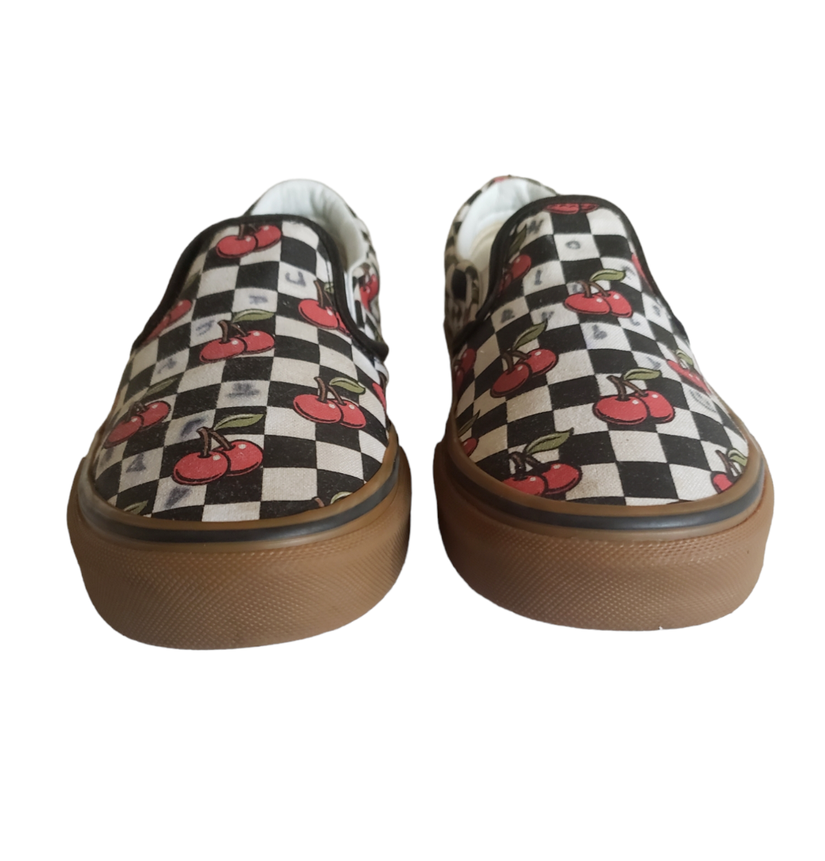 VANS Checkerboard Cherries Classic Slip On Skate Shoes Women's Size 7.5 ...