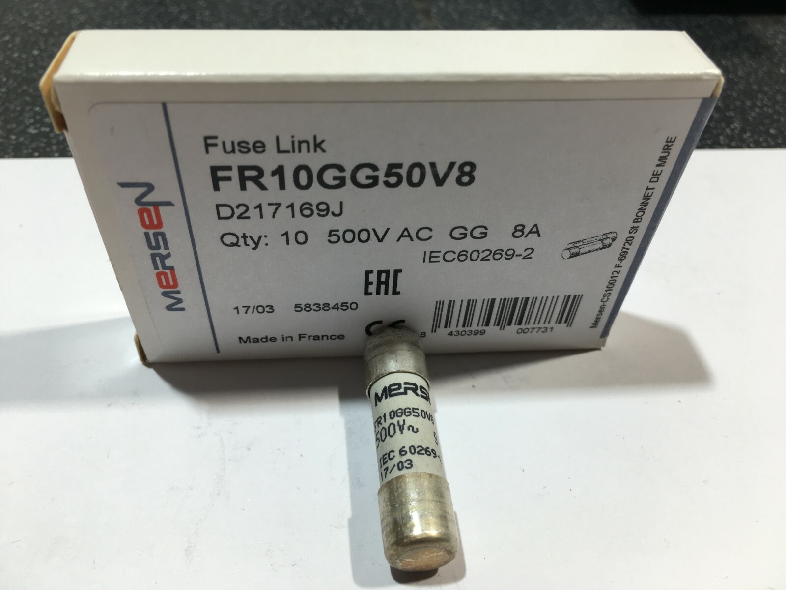 Ferraz Shawmut MERSEN FR10GG50V type gG Fuse 10x38mm Pick Your A Rating ...
