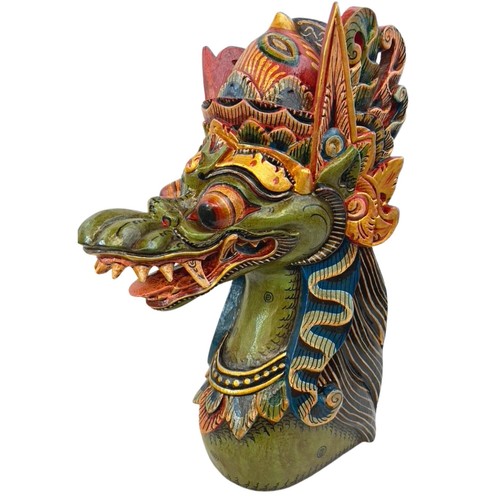 Cosmic Dragon Bust Mask Naga Busuki Statue Bali Folk Art Polychrome ...