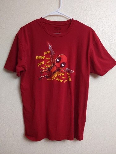 Marvel Deadpool Short Sleeve Red T-Shirt Graphic Print Pew Pew Size ...