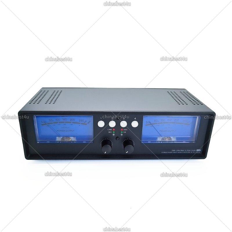 4-Way Analog VU Meter Splitter Box DB Panel Audio Switcher Sound Level ...