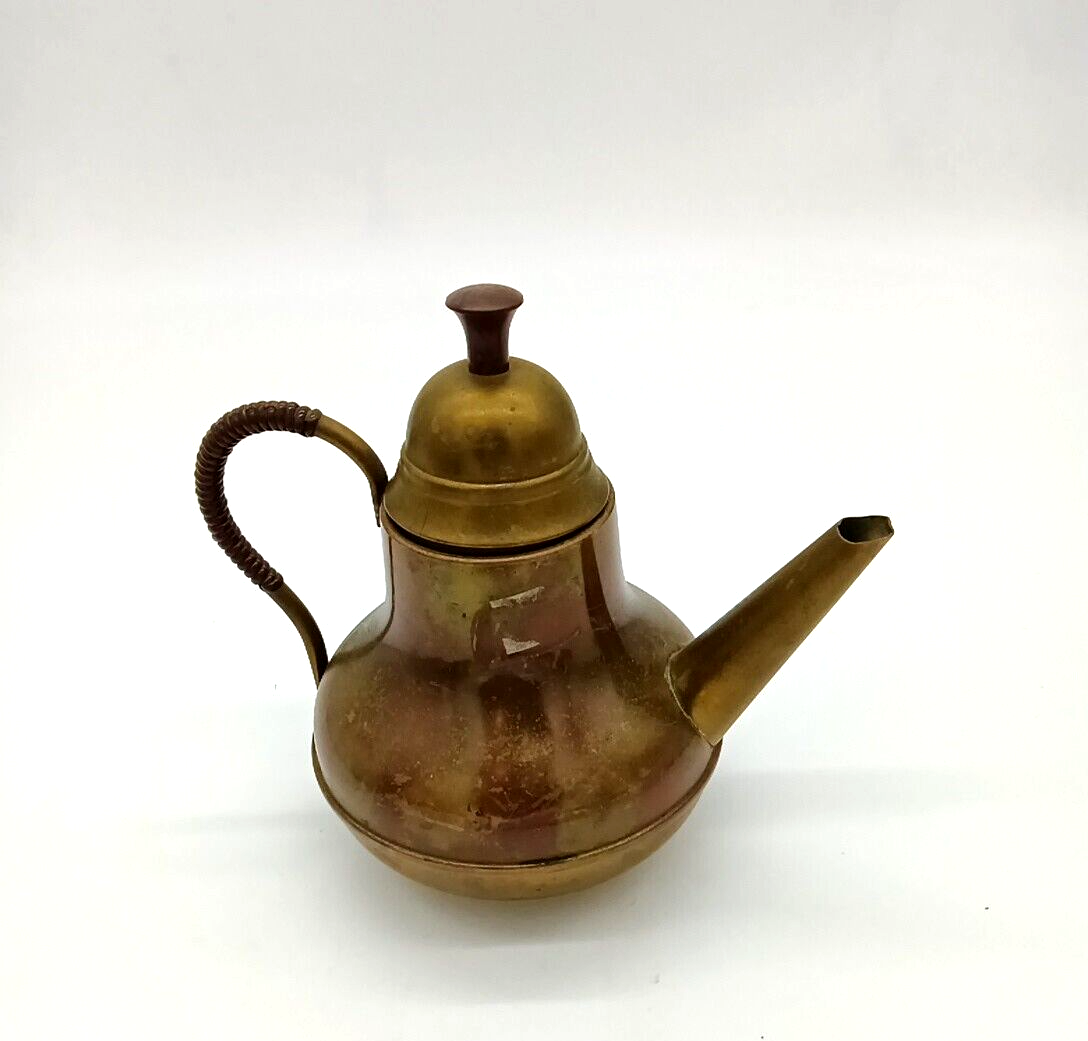 Vintage MCM Danish Holland Copper & Brass Teapot Wrapped Handle | eBay