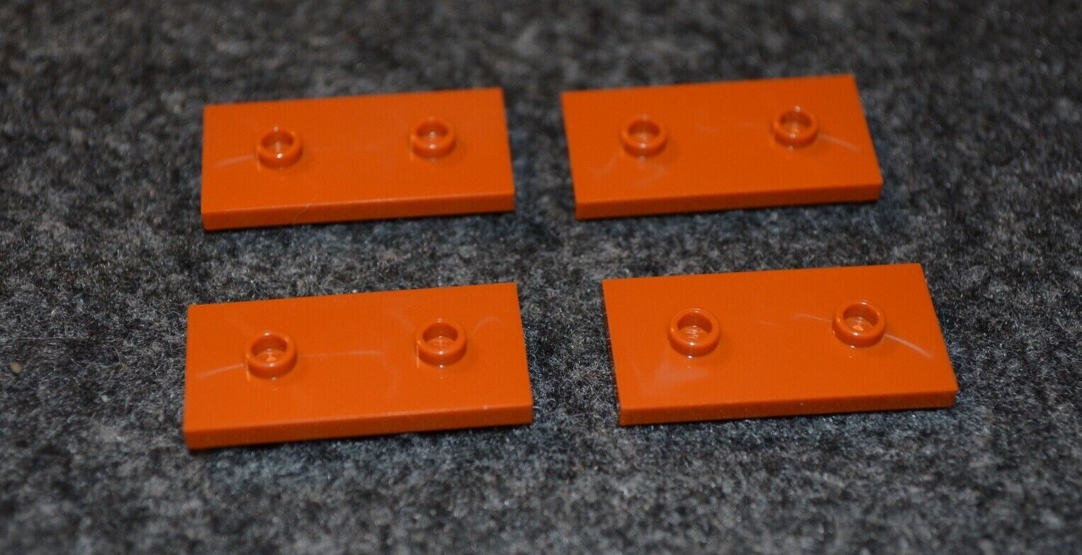 4 ~ 2x4 Dark Orange Tile w/ 2 Center Nub / Knob / Jumper Bricks ~ NEW ...