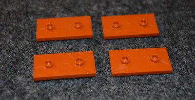 4 ~ 2x4 Dark Orange Tile w/ 2 Center Nub / Knob / Jumper Bricks ~ NEW ...