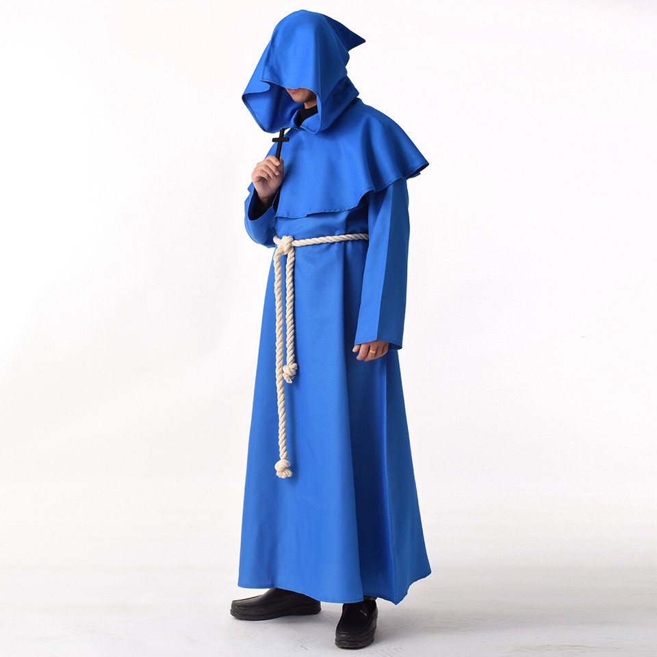Friar Robe Medieval Cowl Hooded Monk Renaissance Priest Costume Cosplay ...
