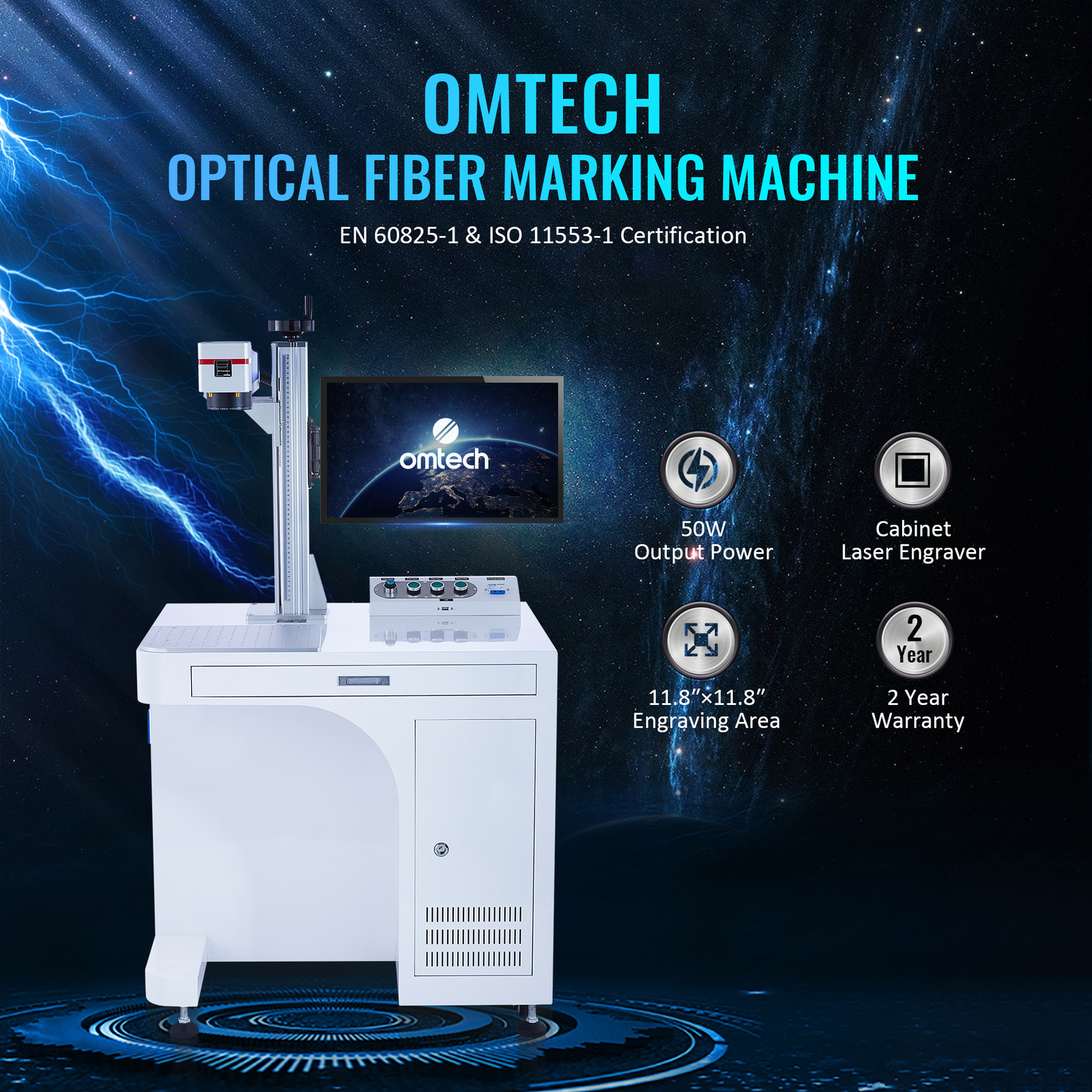 OMTech 50W Fiber Laser Engraver & Laser Cutter Station for Etching ...