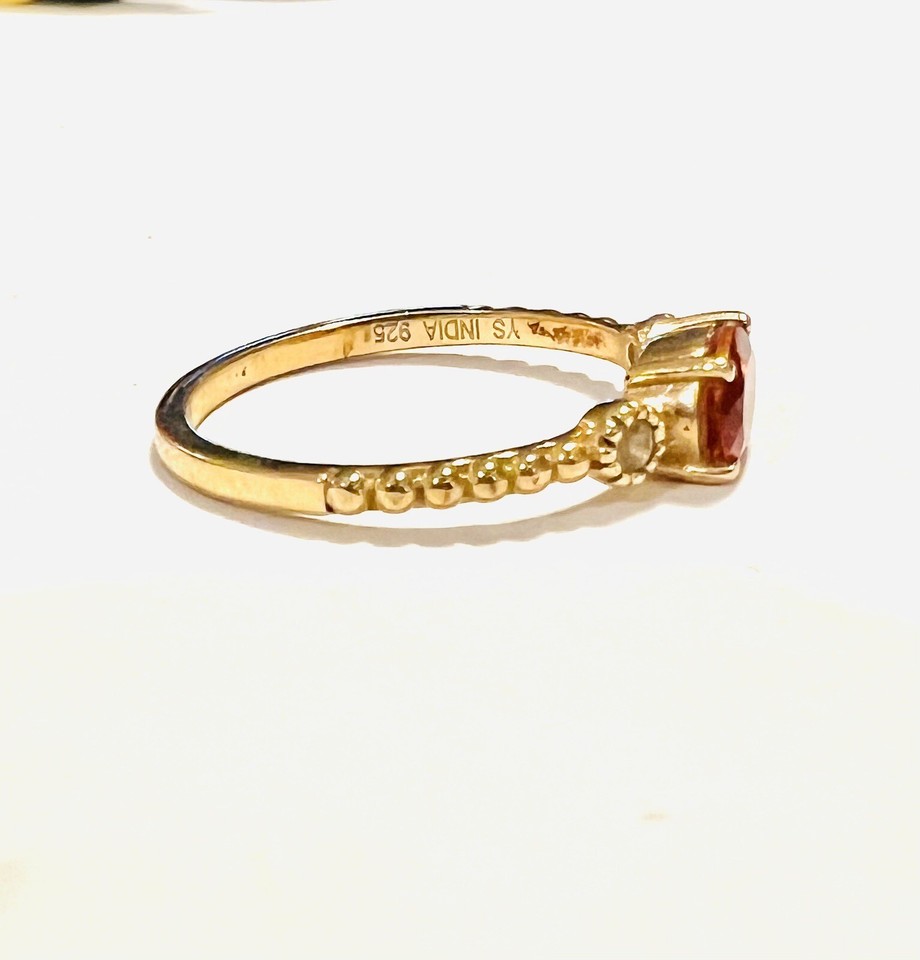 Sterling Silver Citrine And Cubic Zirconia Ring Sz 8 | eBay