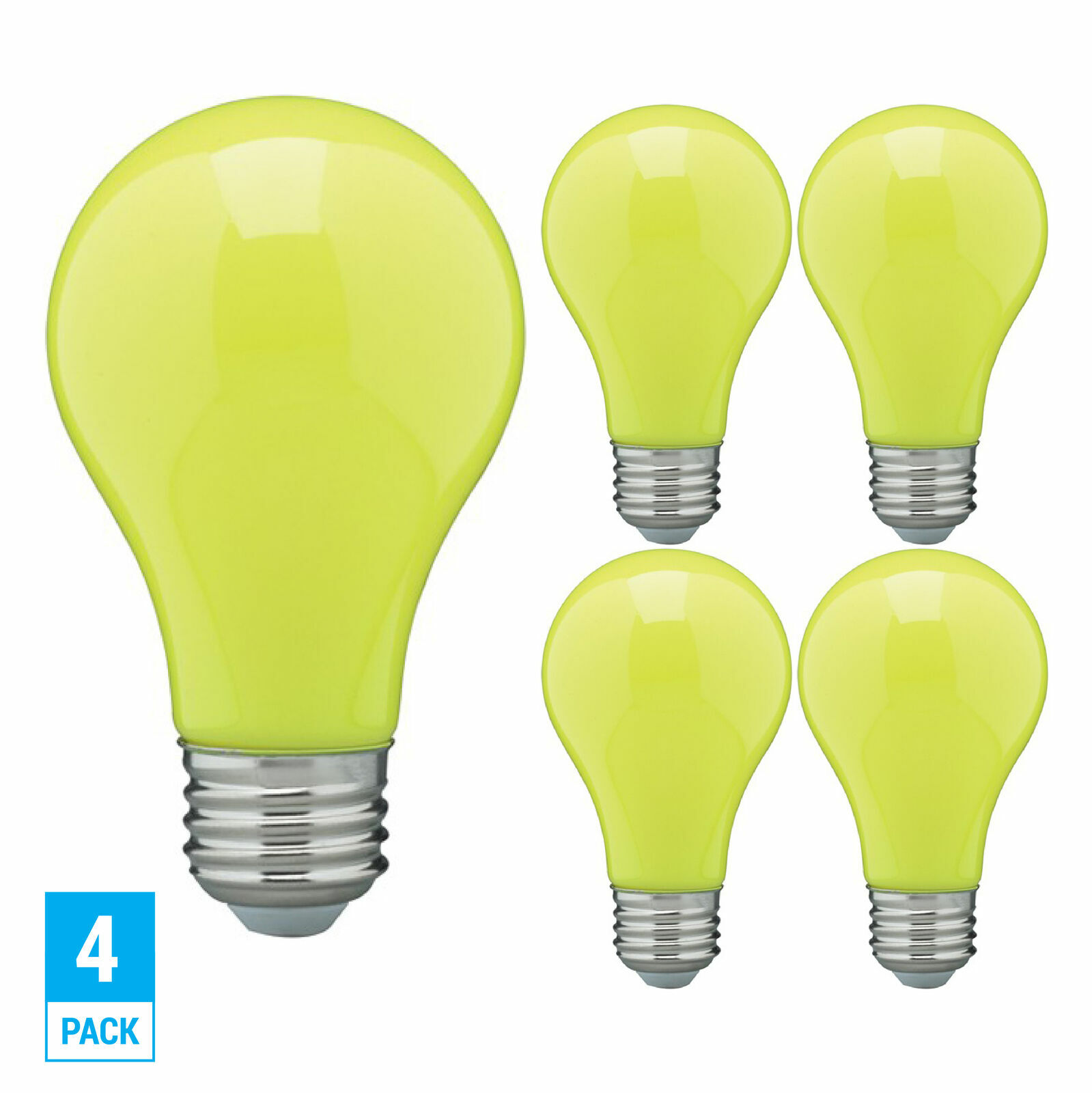 4 Pack CERAMIC YELLOW LED Bulb A19 Medium E26 8W 60 Watt Equivalent ...