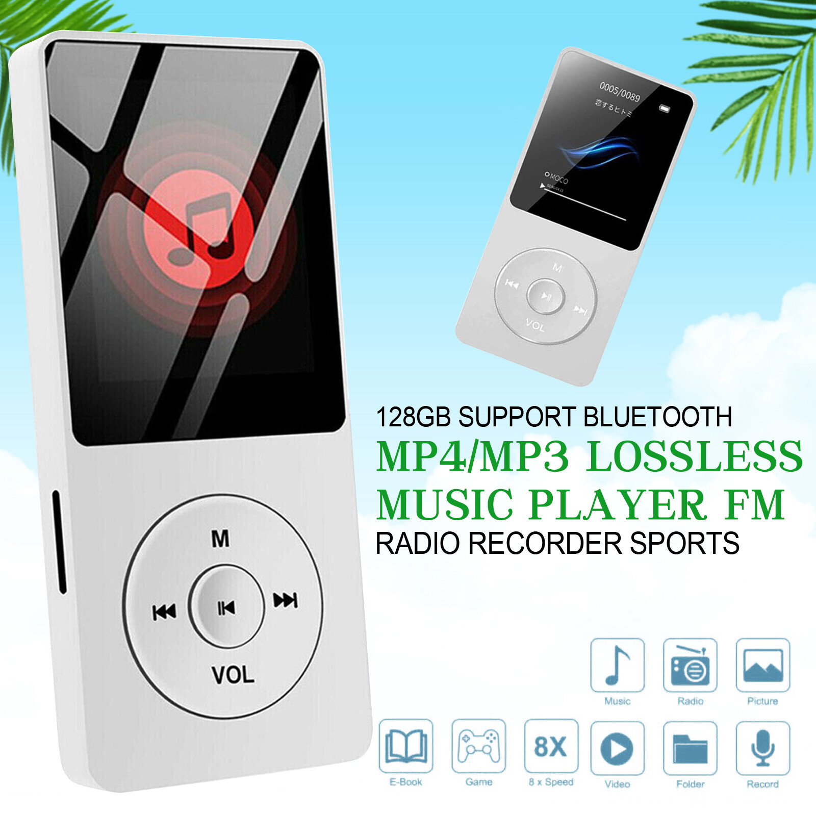 128GB Support Bluetooth MP4/MP3 Lossless Music Player FM Radio Recorder ...