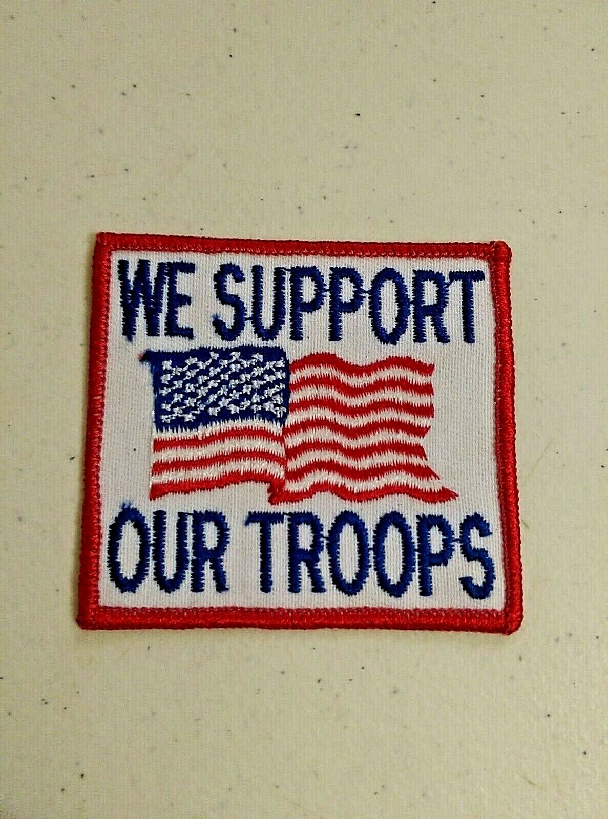 We SUPPORT OUR TROOPS American Flag 2-3/4" x 3" iron on patch (#73 ...