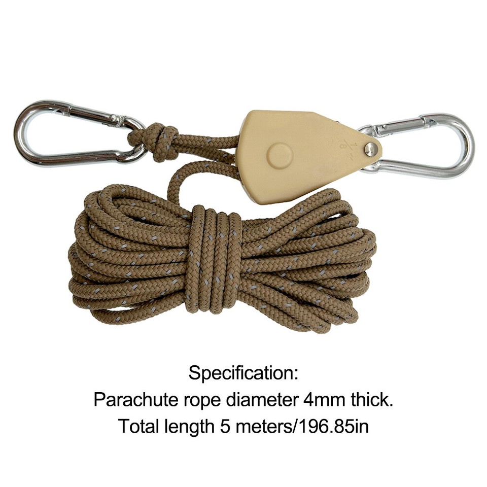 5M Canopy Tie Down Strap Adjustable Fixed Buckle Pulley Rope for ...