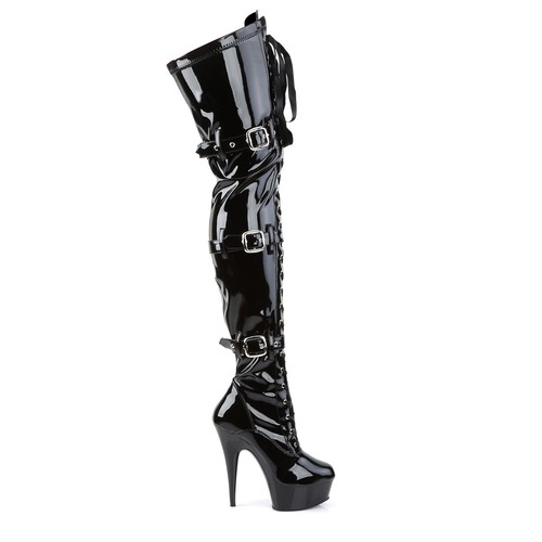 Delight 3028 Triple Buckle Thigh High Platform Torment Boot Black ...