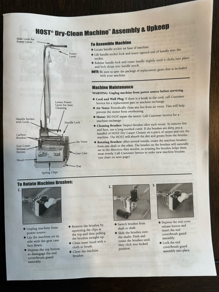 HOST AV1A Commercial Dry-Clean Carpet Cleaning Machine - Serviced w ...