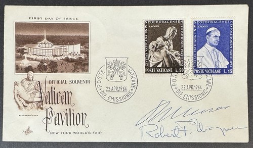 Robert Moses Autograph on Vatican Pavilion 1964 New York World's Fair F ...