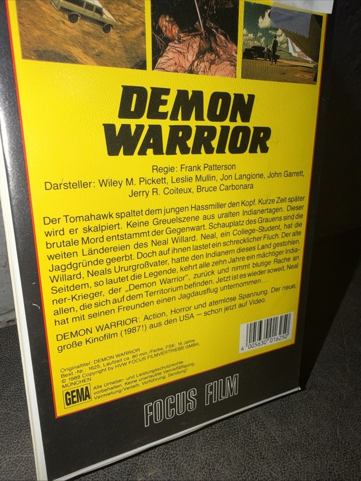 Demon Warrior Vhs 1988 Slasher Horror Monarch Frank Patterson GERMAN ...