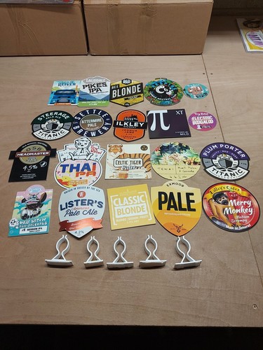 Job Lot Of 20 Beer Pump Badges + 5 Used Clips - Mixed Brewerys Badges ...