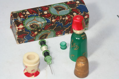 ANTIQUE c1920~~ CELLULOID ETUI in ORIGINAL boxI~NEEDLE HOLDER,THREAD ...