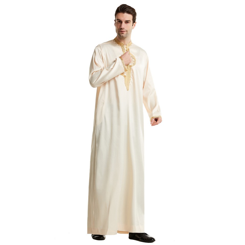 Mens Saudi Arab Muslim Robe Long Thobe Jubba Dishdasha Thawb Thoub ...