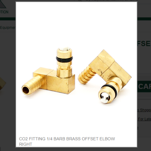 CO2 FITTING 1/4 BARB BRASS OFFSET ELBOW RIGHT #1524-000 | eBay