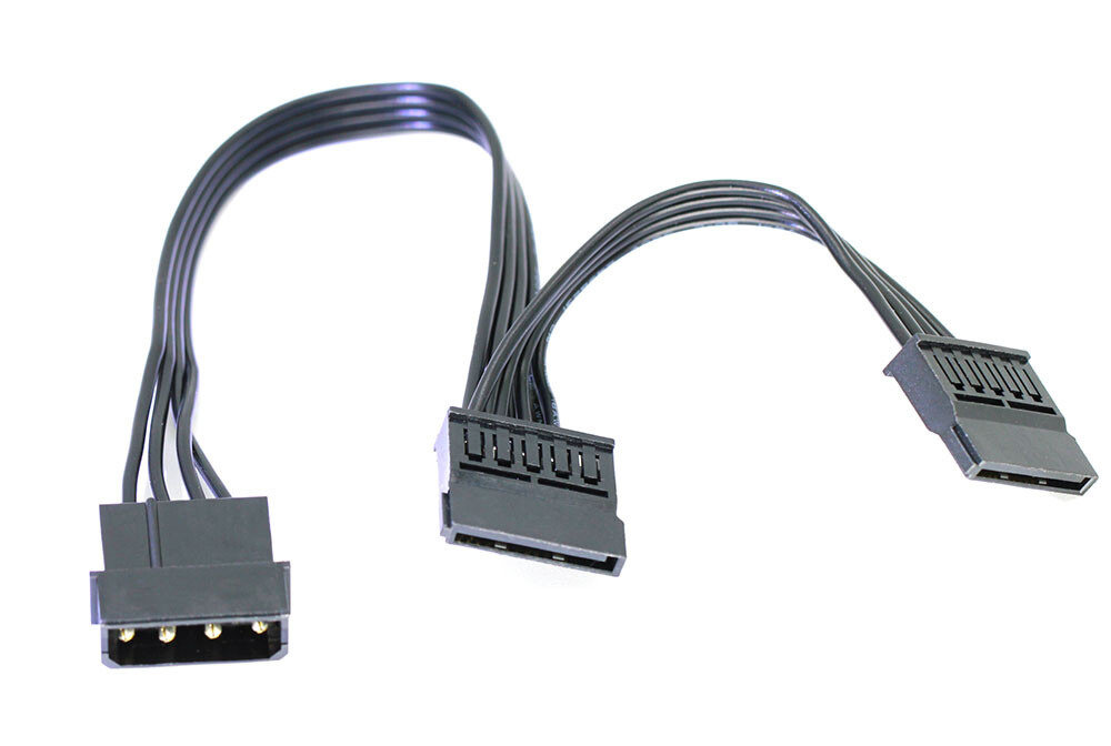 4 Pin IDE Molex to 2 SATA 15 Pin Power 1 Male to 2 Female Cable ...