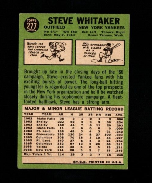 1967 Topps # 277 Steve Whitaker Vg-Ex | eBay