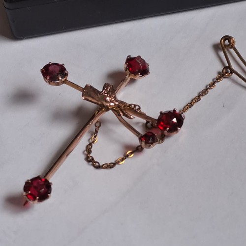 9ct Yellow Gold & Garnet Southern Cross Constellation Brooch Antique ...