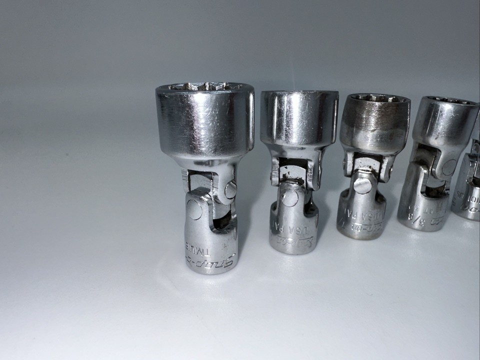 Snap On 8 OF 10Pc SAE 1/4 Drive Universal Swivel Socket Set 9/16" 12Pt ...