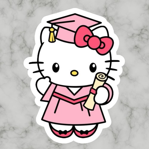 Graduation Kitty cat, Graduate, Class Of 2025 Hello Glossy Vinyl ...