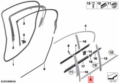 BMW OEM 11-16 550i xDrive Rear-Window Sweep Belt Felt Molding Left ...